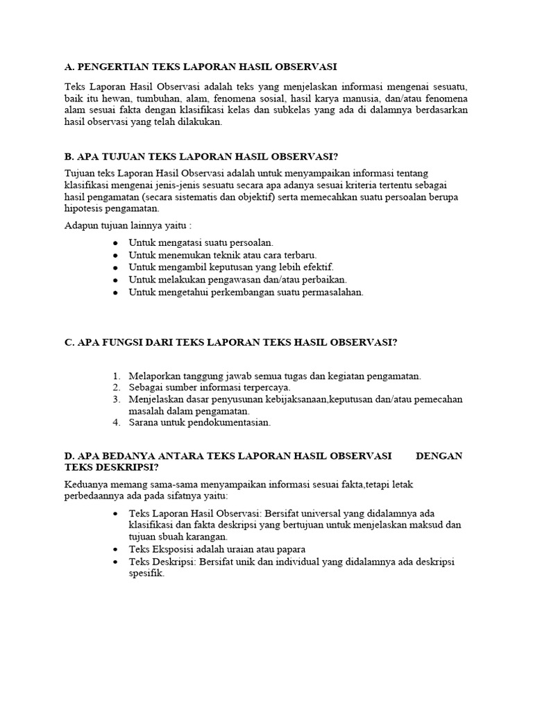D. Mengenal Struktur Teks Laporan Hasil Observasi | PDF