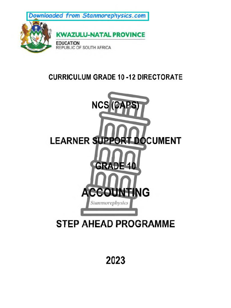 Step Ahead 2023 Accounting Grade 10 LEARNER Guide | PDF