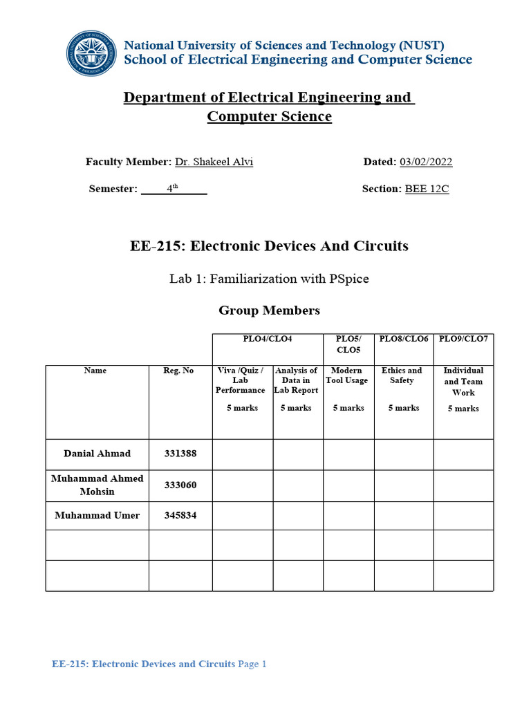 Lab01 Solution01 | PDF | Electrical Network | Electronics
