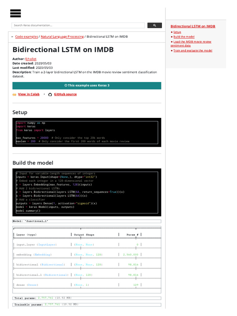 Bidirectional LSTM On IMDB - 1716328060809 | PDF | Machine Learning | Artificial Intelligence