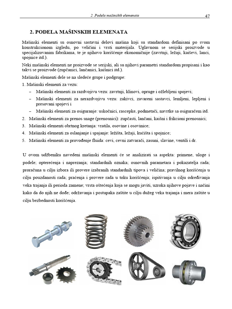 Vrste Opterećenja I Naprezanja Mašinskih Elemenata | PDF
