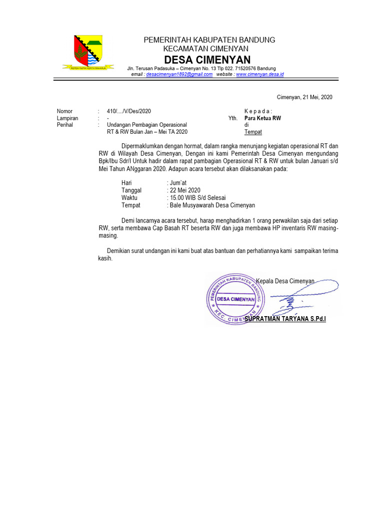 Surat Undangan RT&RW | PDF