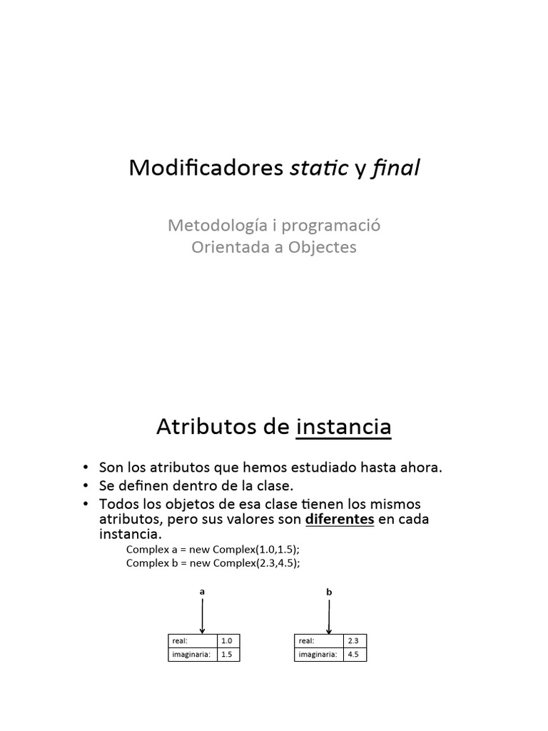 Atributos y Métodos en Java: Static y Final | PDF | Programación de computadoras | Desarrollo de ...