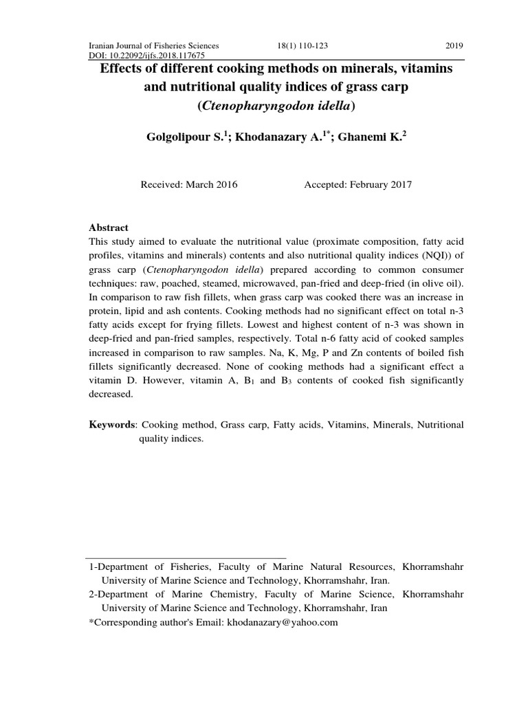 2019 Effects of Different Cooking Methods On Minerals, Vitamins | PDF ...