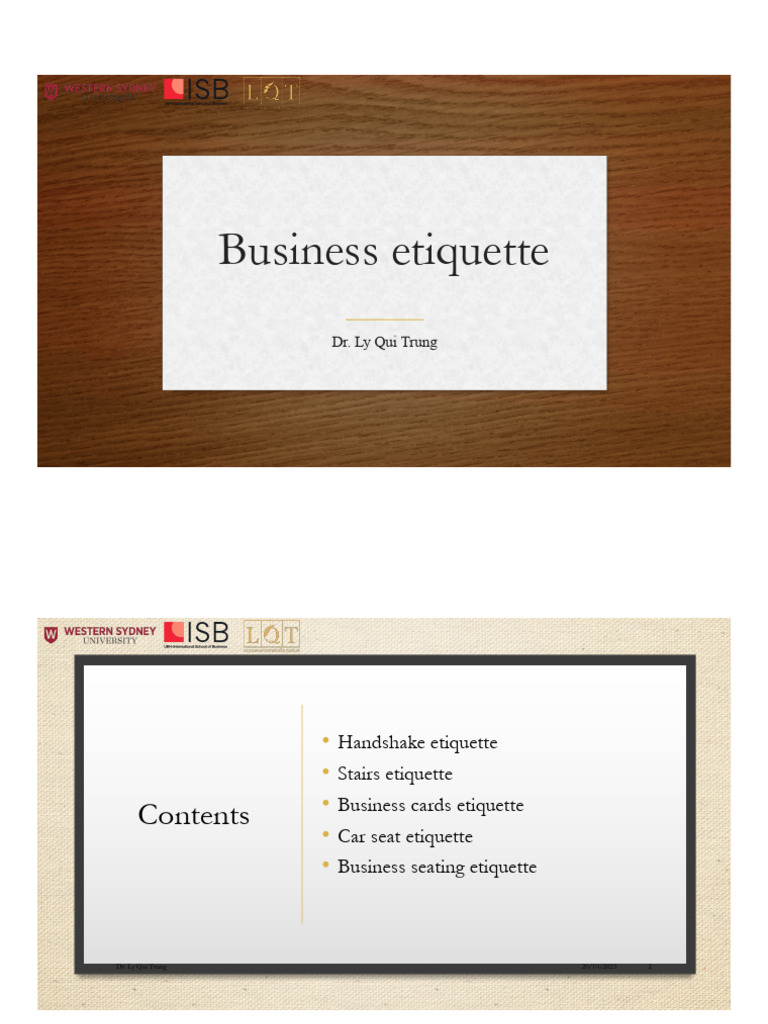 Business etiquette | PDF | Cultural Conventions