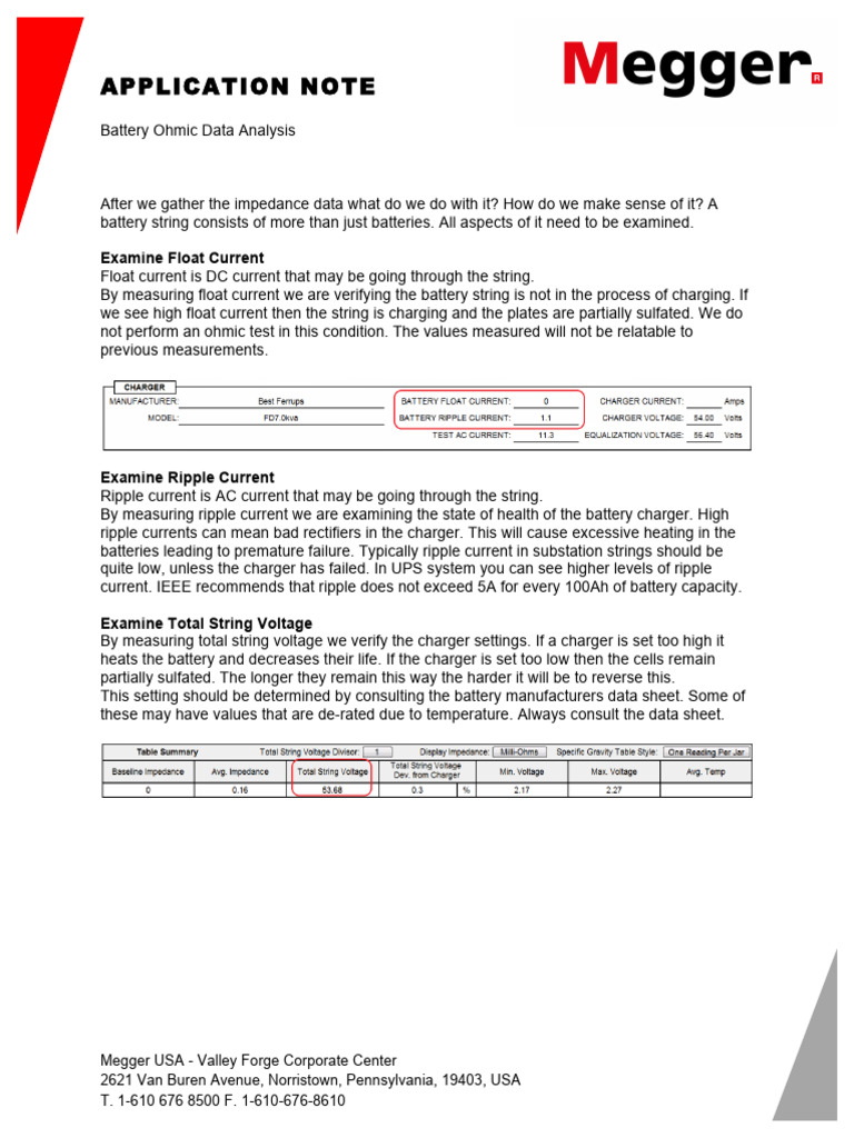 Application Note Battery Ohmic Data Analysis | PDF | Battery Charger ...