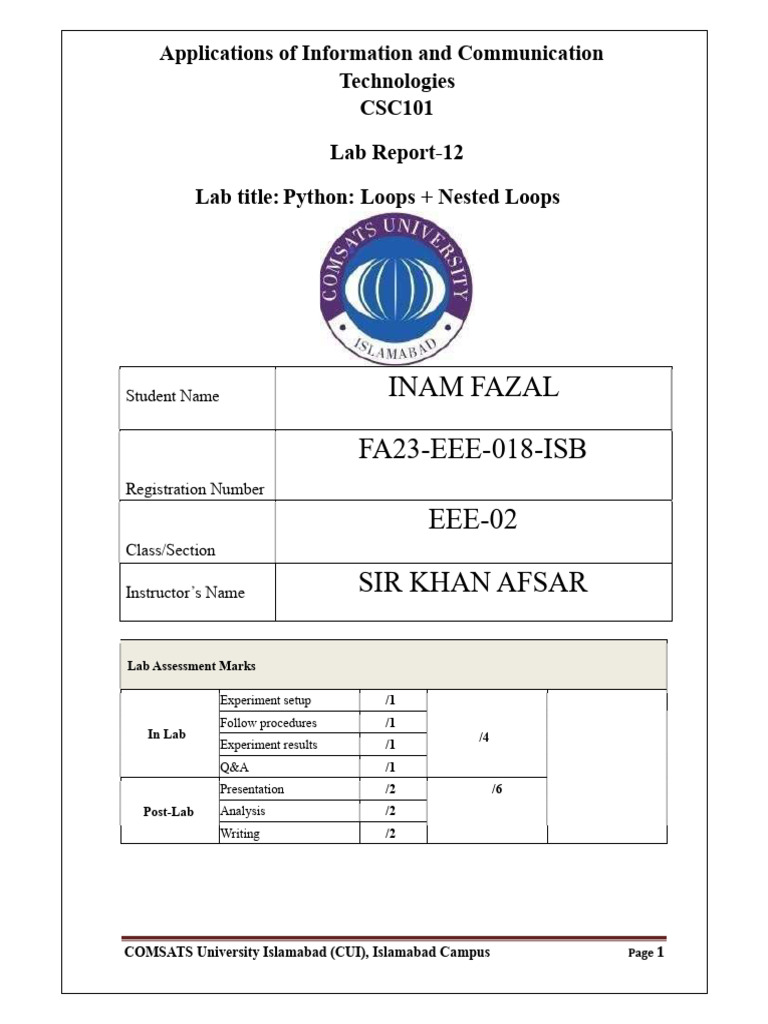 ICT LAB 12, EEE-018 - Merged | PDF | Control Flow | Computing