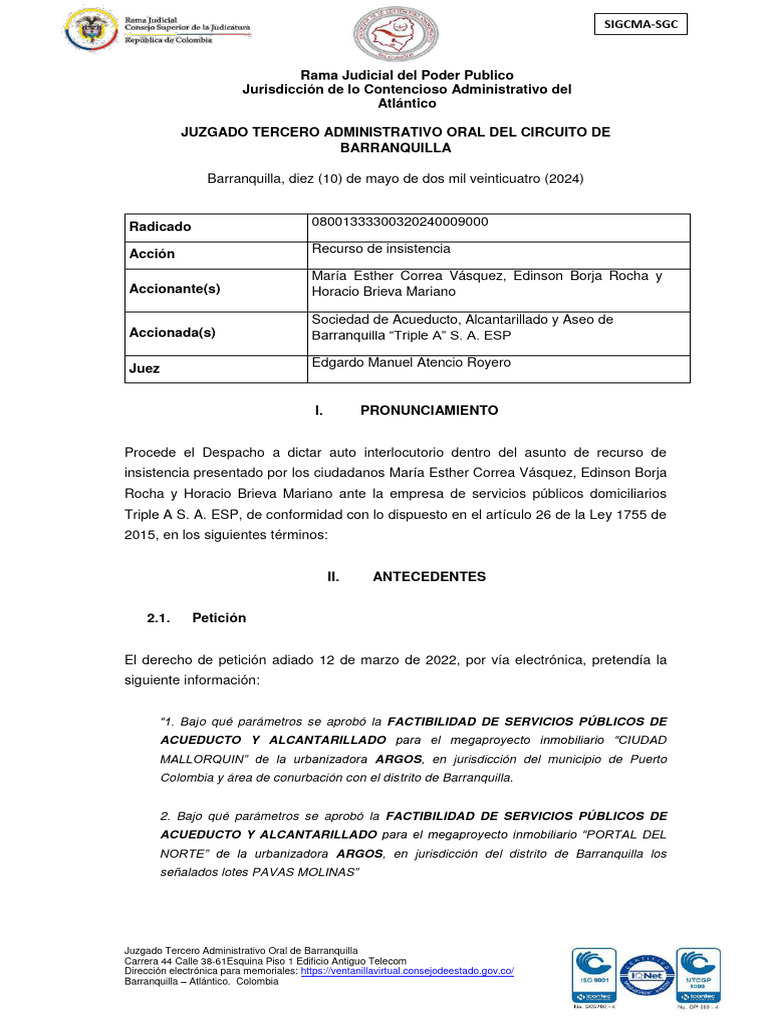 Recurso de Insistencia en Barranquilla | PDF | Colombia | Constitución