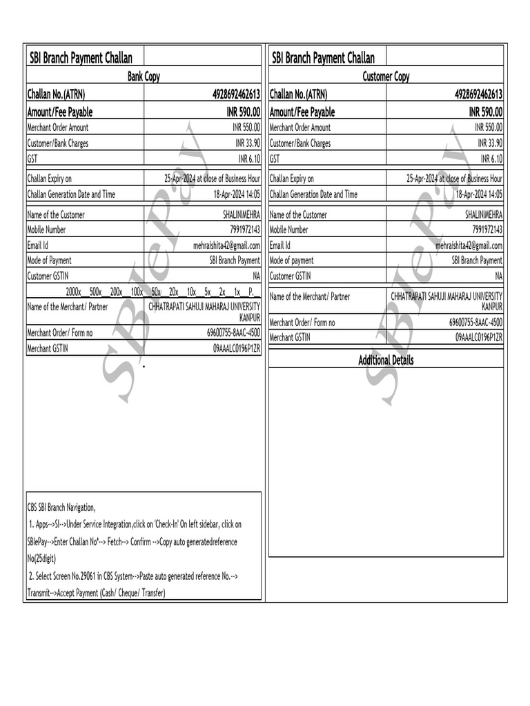 Sbiepay Sbiepay: Sbi Branch Payment Challan Sbi Branch Payment Challan ...