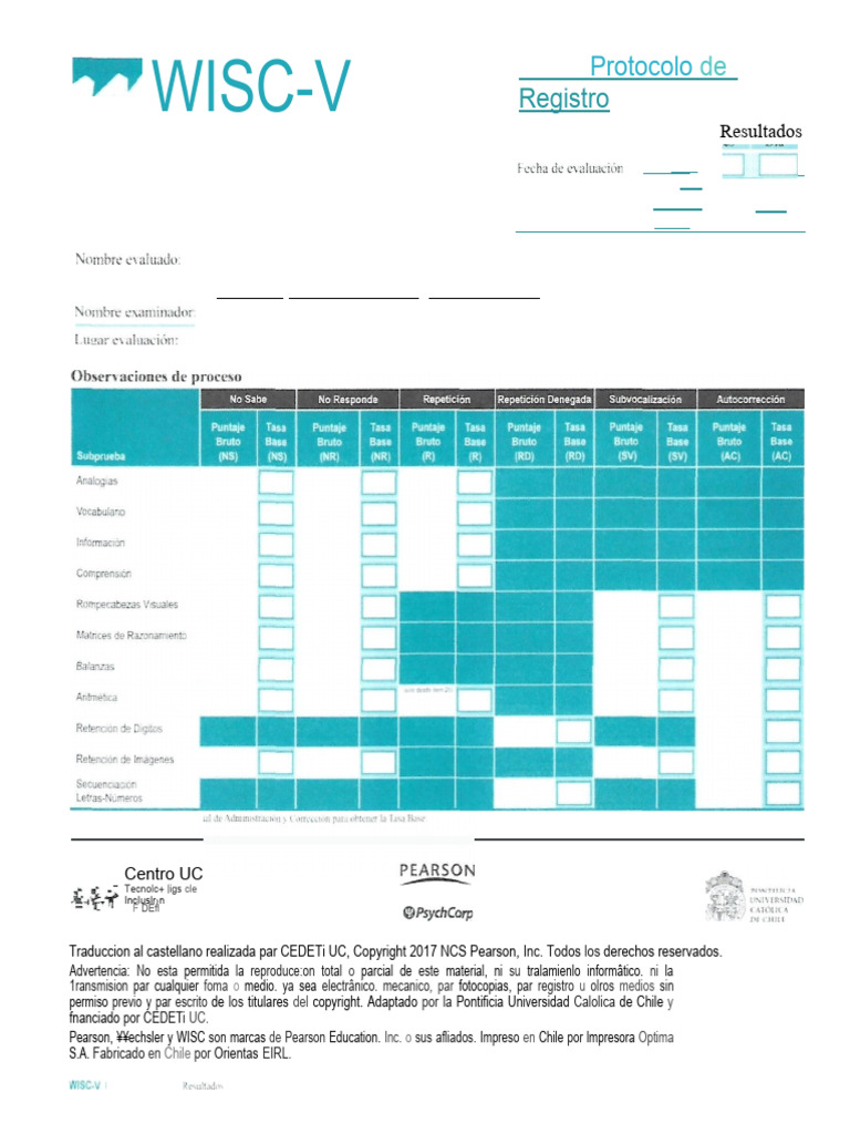 Protocolo de Registro Wisc V | PDF | Ley de libertad de expresión | Ley ...