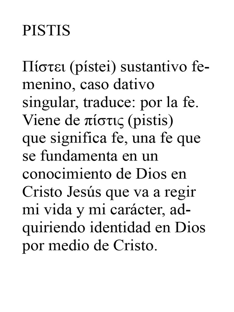 Significado de Pistis en la Fe Cristiana | PDF