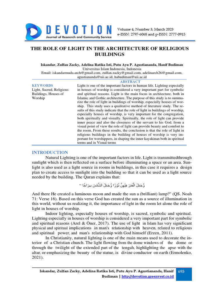The Role of Light in The Architecture of | PDF | Mosque