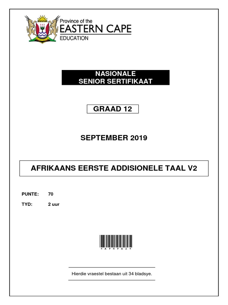 Afrikaans Fal P2 GR12 QP Sept2019 | PDF