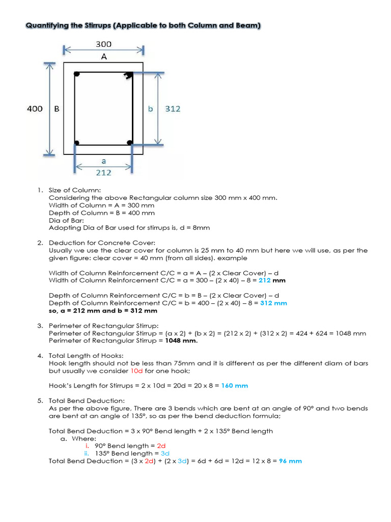 Stirrups or Lateral Ties Estimate | PDF | Rectangle | Column