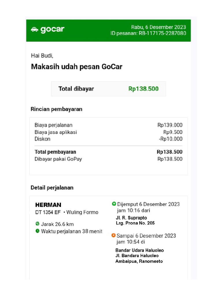 Bukti Pembayaran Gocar | PDF