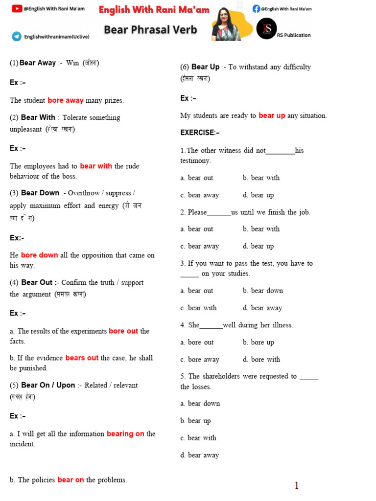 Phrasal Verbs: Meanings and Exercises | PDF | Language Arts & Discipline