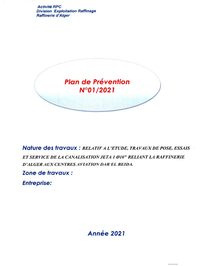 PLAN DE PREVENTION 01 2021 - Optimize | PDF