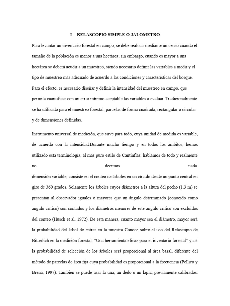 Relascopio Simple o Jalometro | PDF | Muestreo (Estadísticas) | Medición