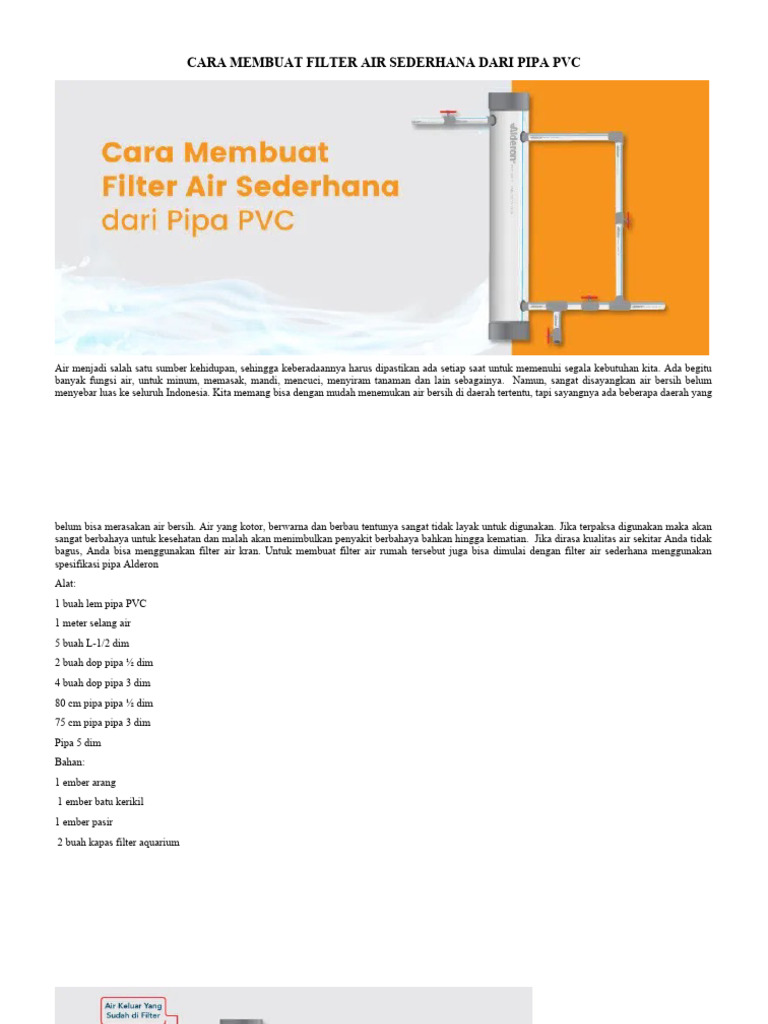 Cara Membuat Filter Air Sederhana Dari Pipa PVC | PDF