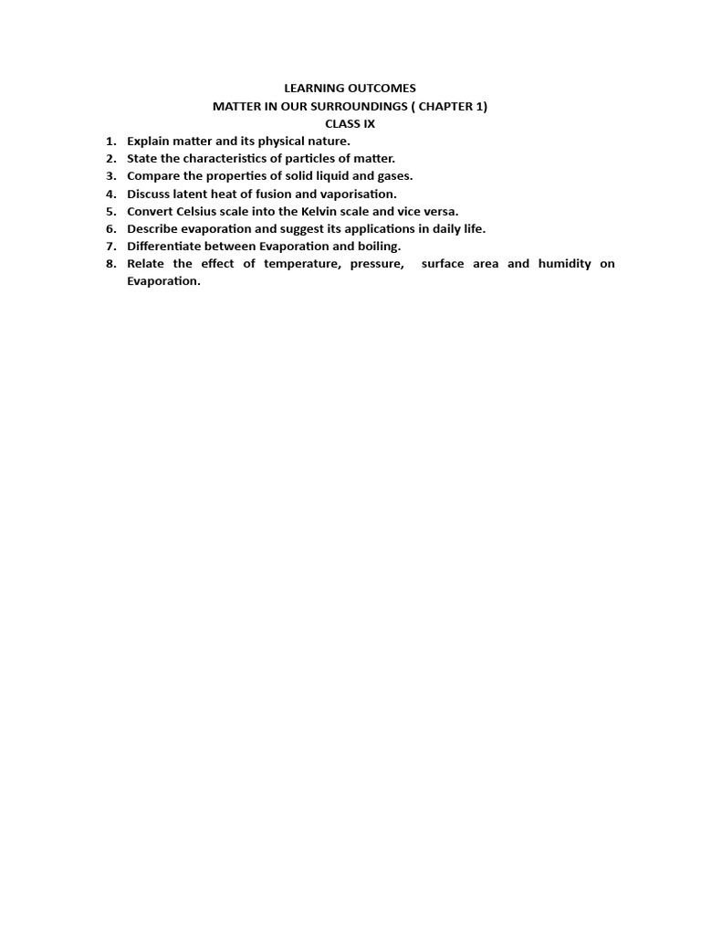 Learning Outcomes Chapter 1 Class Ix Pdf