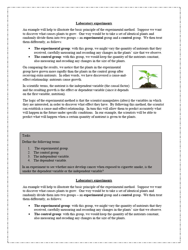 Science Experiments For Students Pdf Experiment Causality