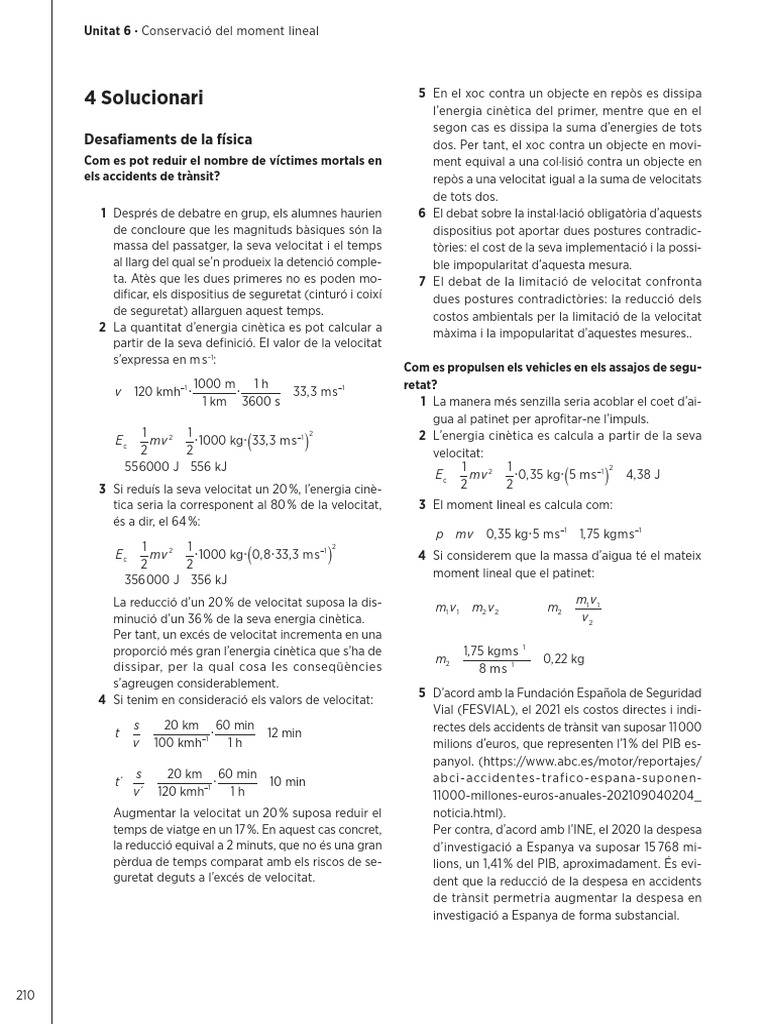 Solucionari Moment Lineal | PDF