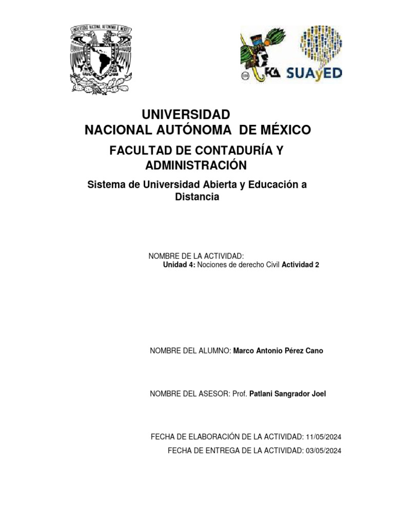 Unidad 4 Actividad 2 Matriz de doble entrada Código Civil | PDF | Pagos ...