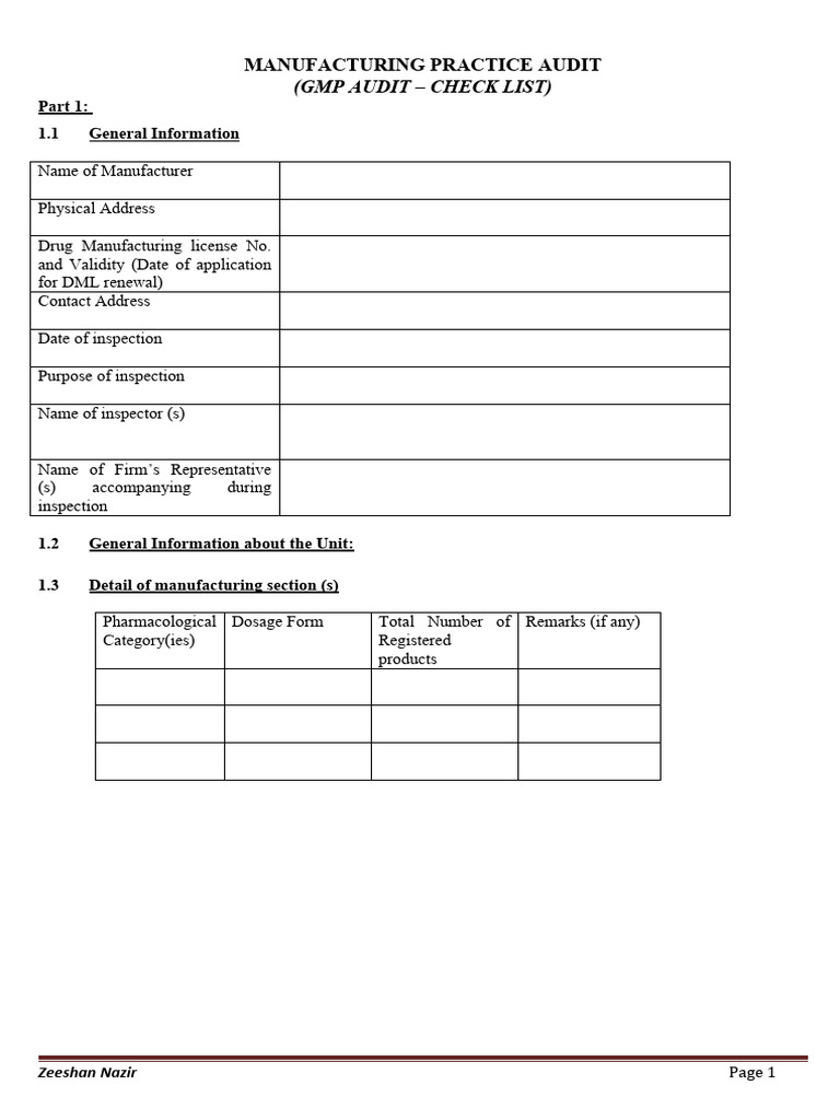 gmp_audit_checklist-2018 | PDF | Sterilization (Microbiology ...