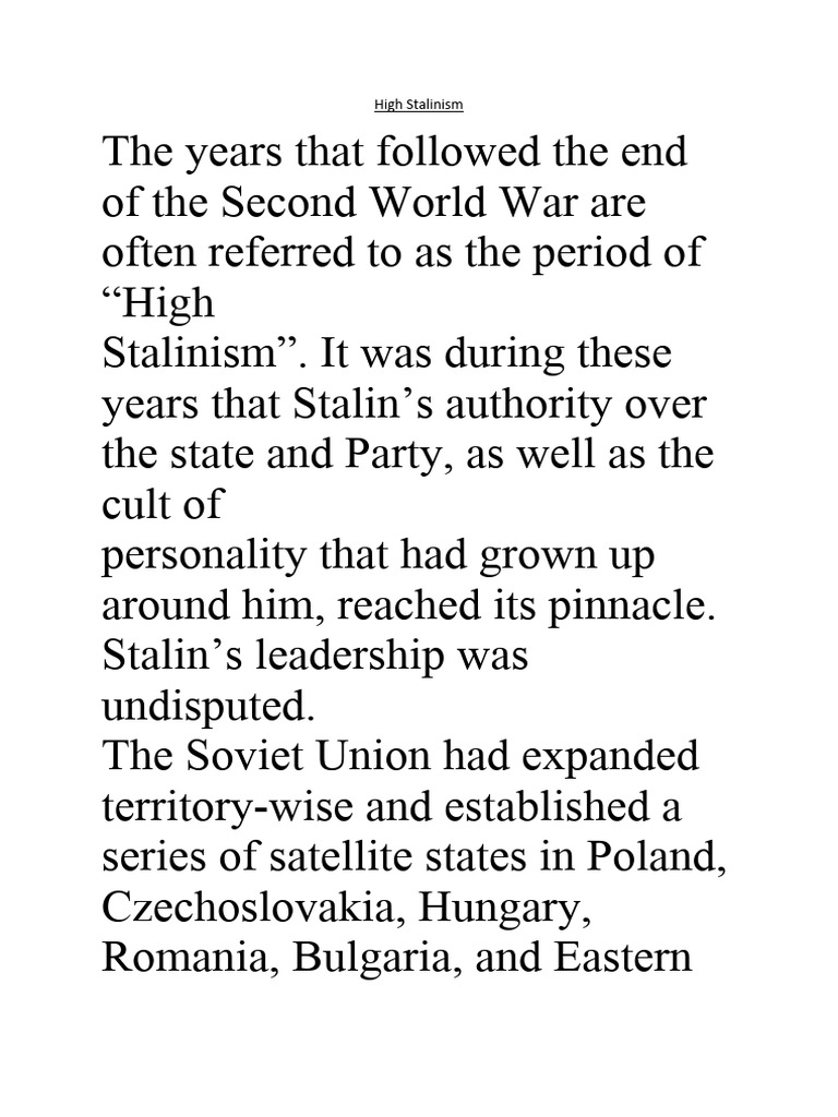 High Stalinism | PDF