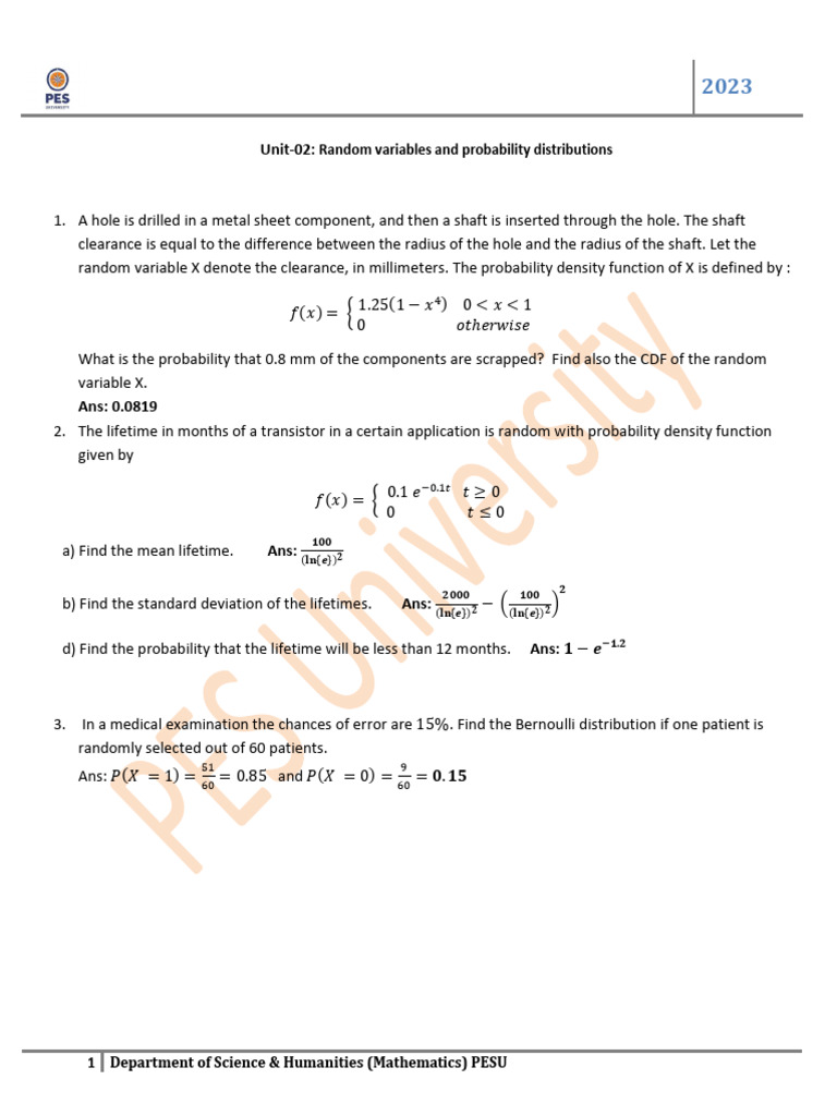 Random Variables in Probability Distributions | PDF | Probability Density Function | Probability ...