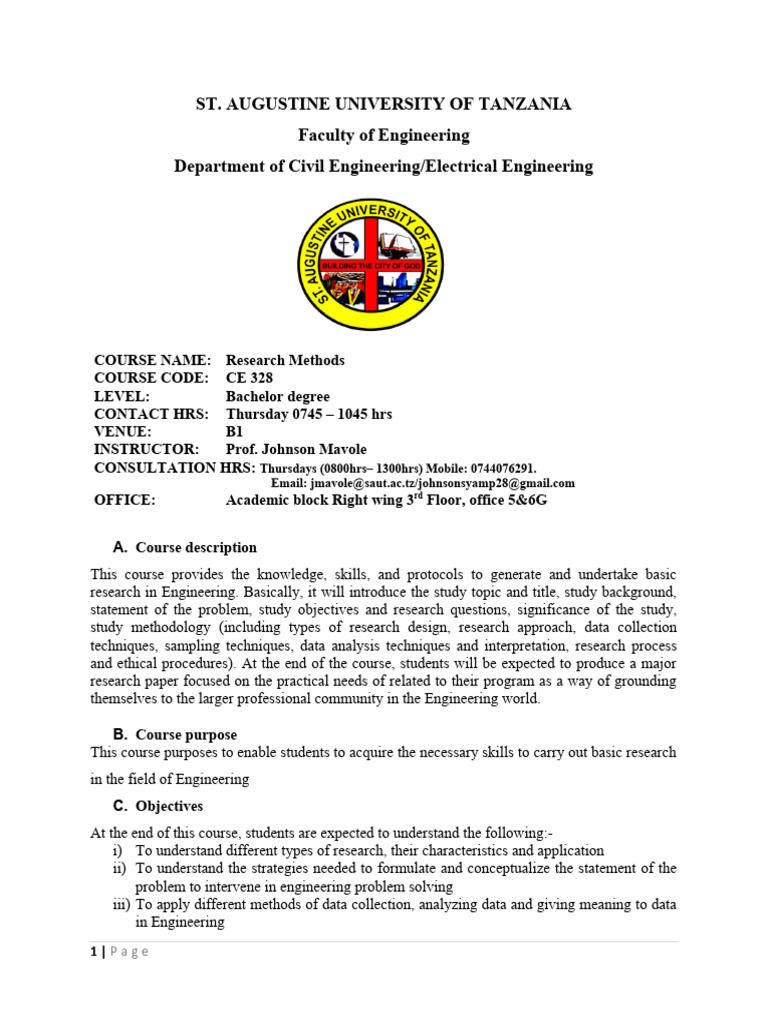 Research Methods Course Outline | Download Free PDF | Methodology | Data