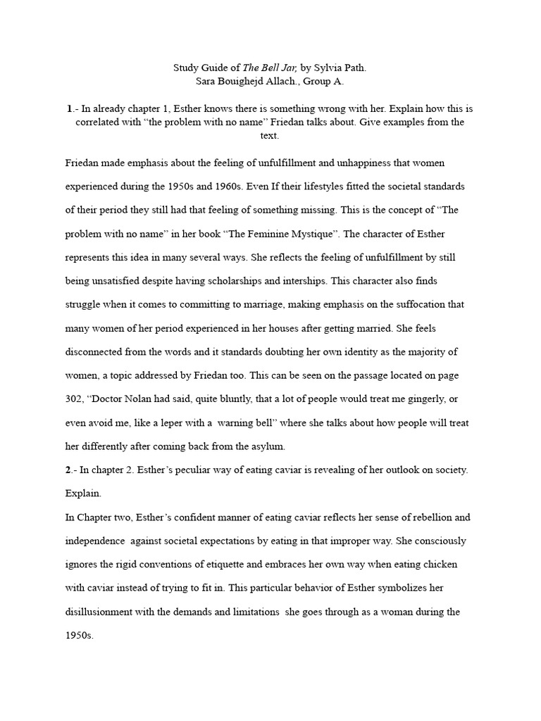 The Bell Jar: A Feminist Analysis Guide | PDF