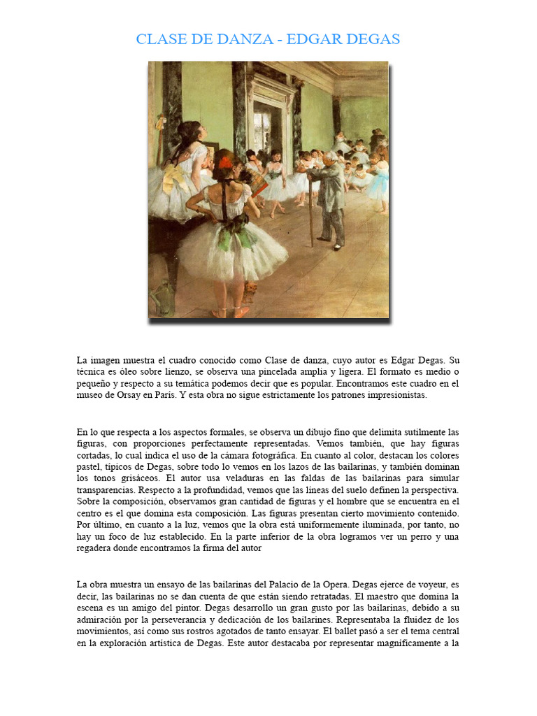 Clase de Danza | PDF | Edgar Degas | Pinturas
