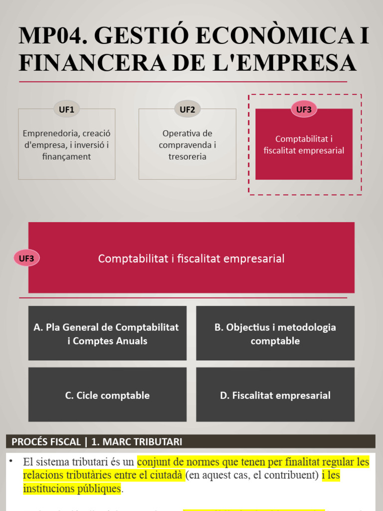 UF3 Comptabilitat I Fiscalitat Empresarial (D) | PDF