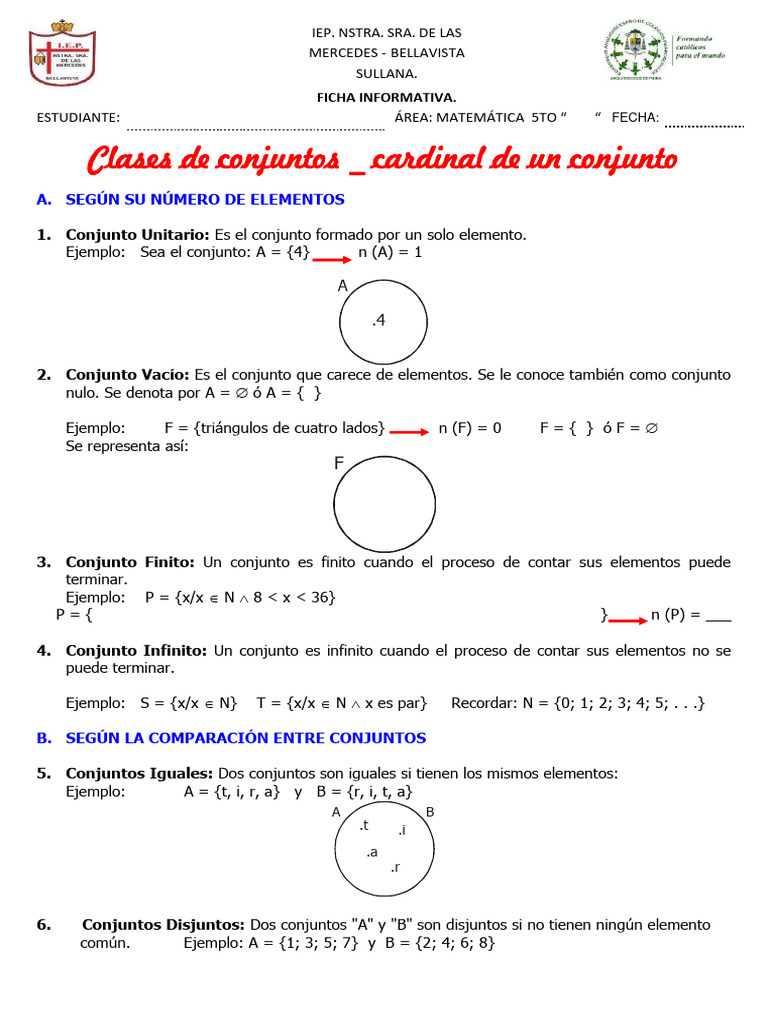 Clases de Cojuntos - Cardinal de Un Conjunto | PDF | Conjunto ...