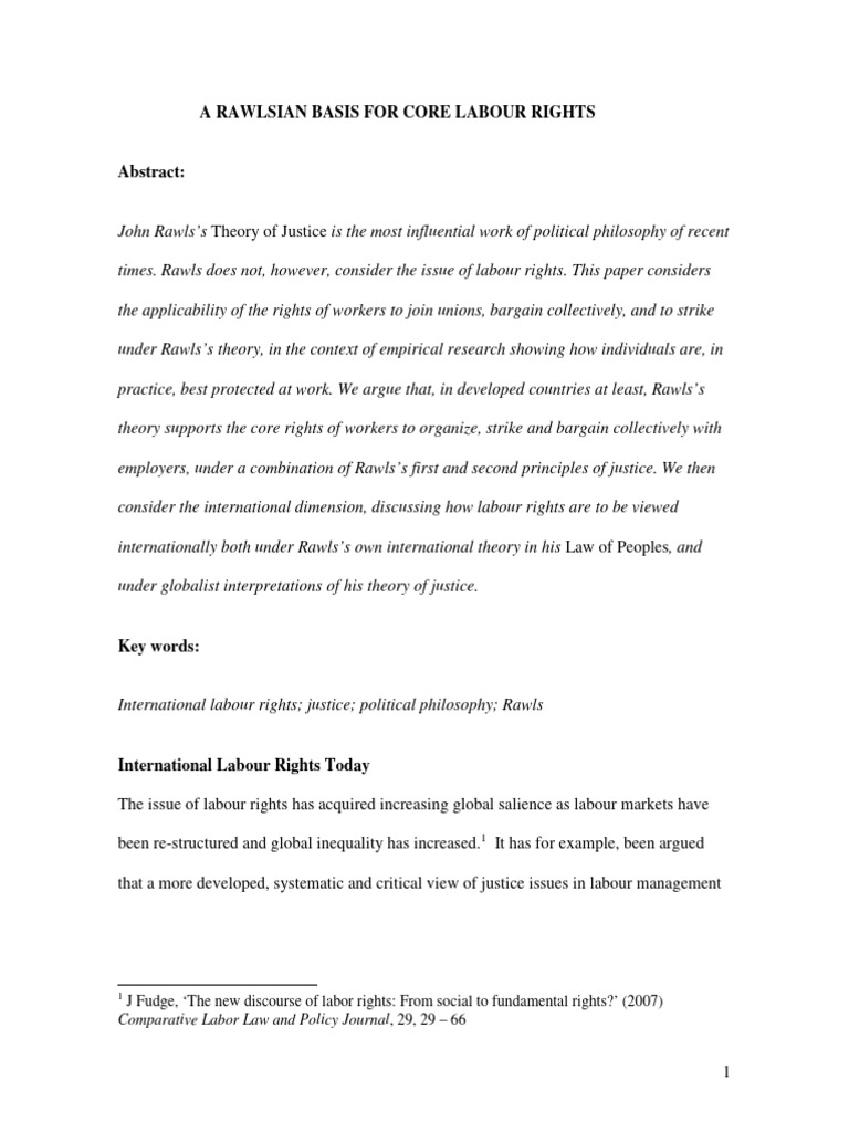 Rawlsian Basis For Core Labor Rights A | PDF | John Rawls | Justice