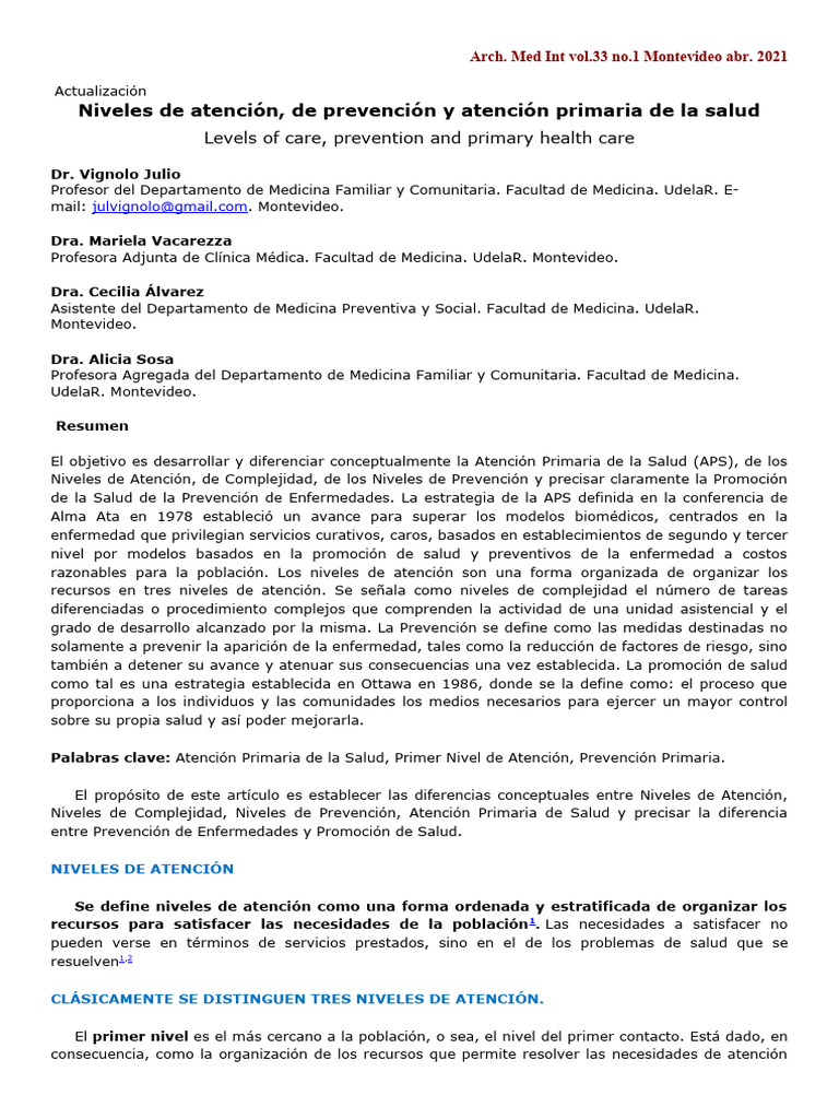 Niveles de Atencion | PDF | Asistencia sanitaria preventiva | Hospital