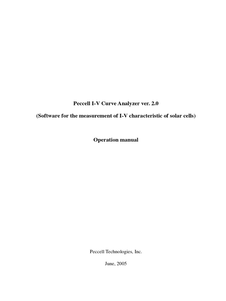 Peccell I-V Curve Analyzer Manual | PDF | Filename | Electromagnetism