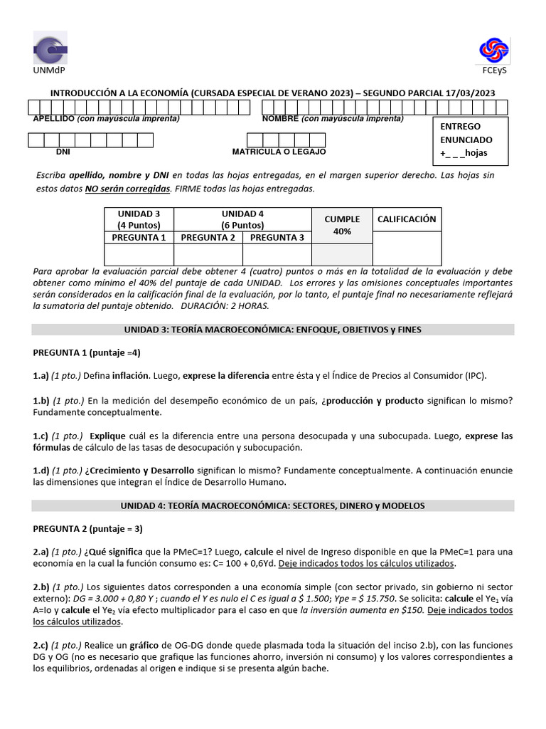 2p Iale Verano 2023 - T - Único | PDF | Balance presupuestario del gobierno | La política fiscal