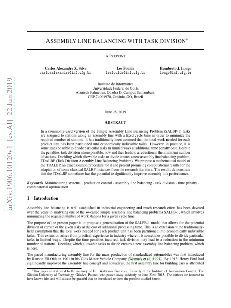 Assembly Line Task Division | PDF | Car | Applied Mathematics
