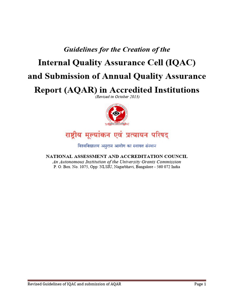 IQAC-Guidelines & AQAR-Format-16-17 | PDF | Evaluation | Curriculum
