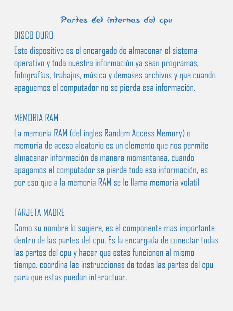 Partes Del Internas Del Cpu | PDF Partes Del Internas Del Cpu | PDF