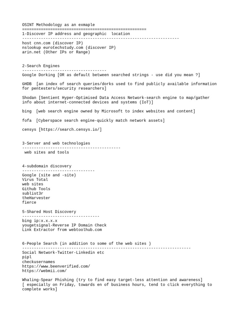 1_a_OSINT Methodology steps | PDF | World Wide Web | Internet & Web