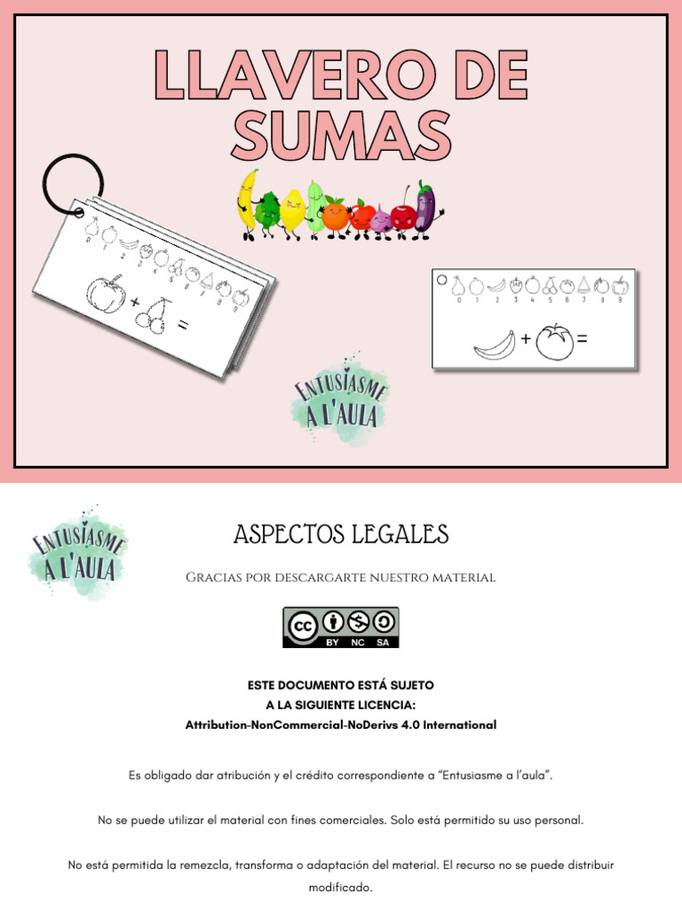 LLAVERO DE SUMAS con frutas | PDF