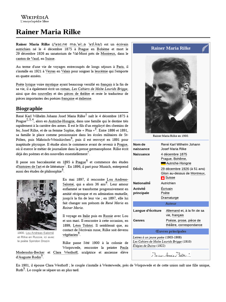 Biographie de Rainer Maria Rilke | PDF | Rainer Maria Rilke