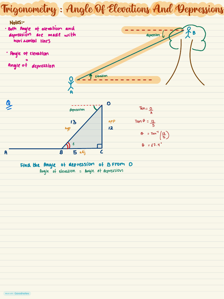 Angle of Elevation and Depression | PDF