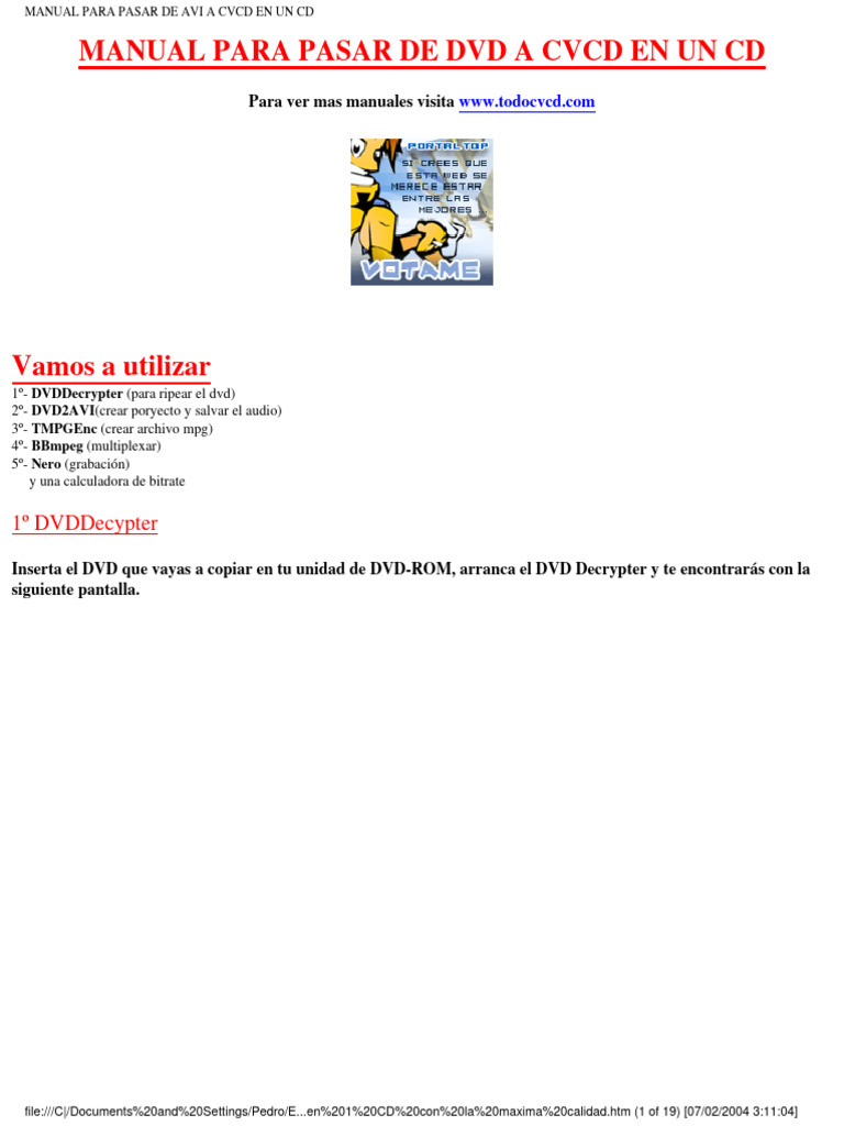 Guía: Convertir AVI/DVD a CVCD en CD | PDF | Disco compacto | Multimedia
