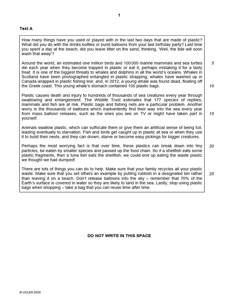 Practice Paper 1 - Section A - G7&8-1 | PDF | Cetacea | Sea