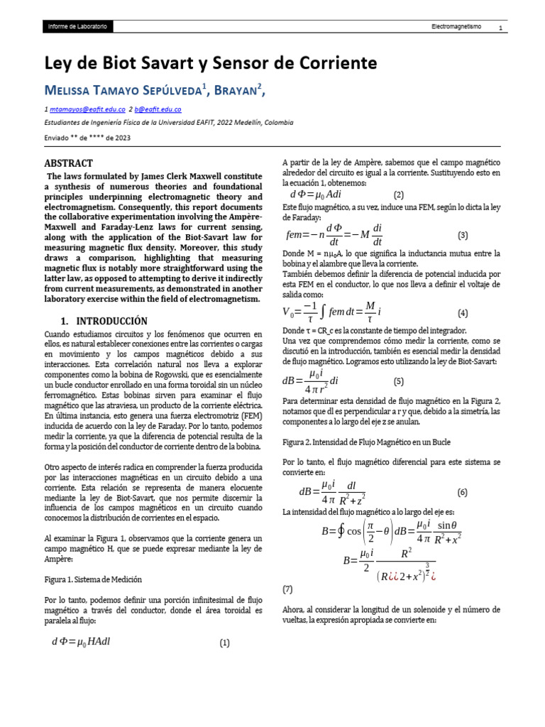 Ley de Biot Savat | PDF | Inductor | Corriente eléctrica