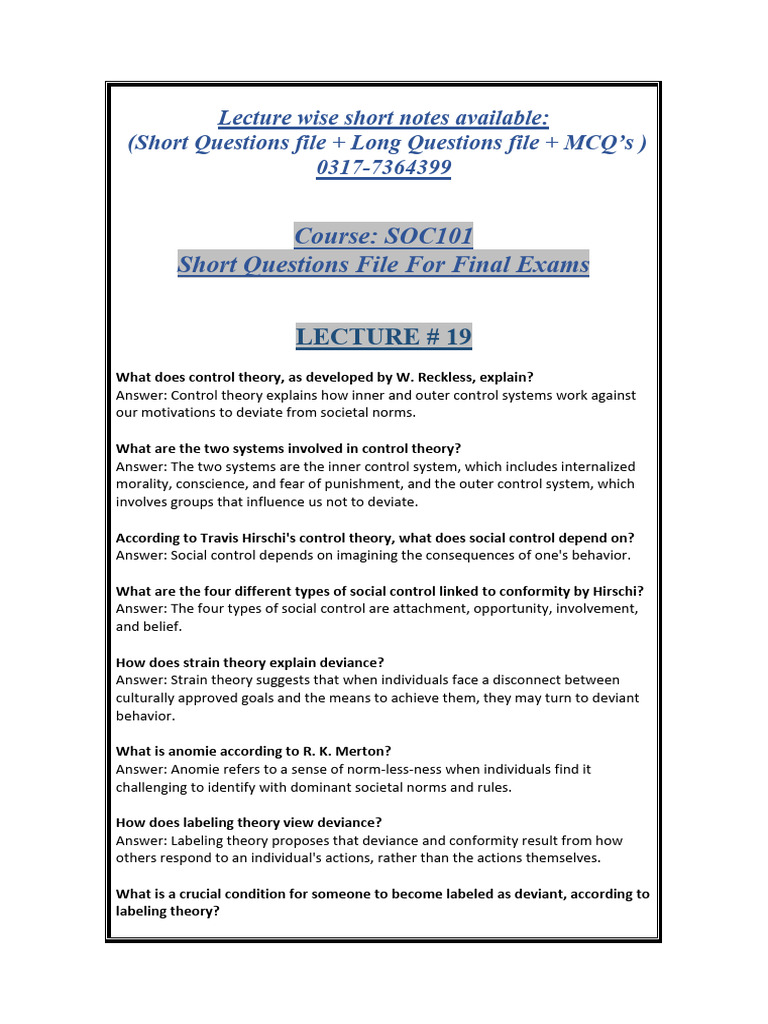 SOC101 Lecture Wise (Short Questions File) | PDF | Deviance (Sociology ... SOC101 Lecture Wise (Short Questions File) | PDF | Deviance (Sociology ...